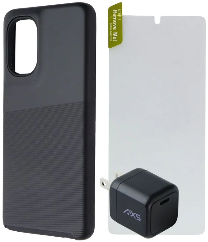 Refurbished Axessorize ProTech Phone Case + Glass Screen Protector + 20W Wall Charger for Moto G ...