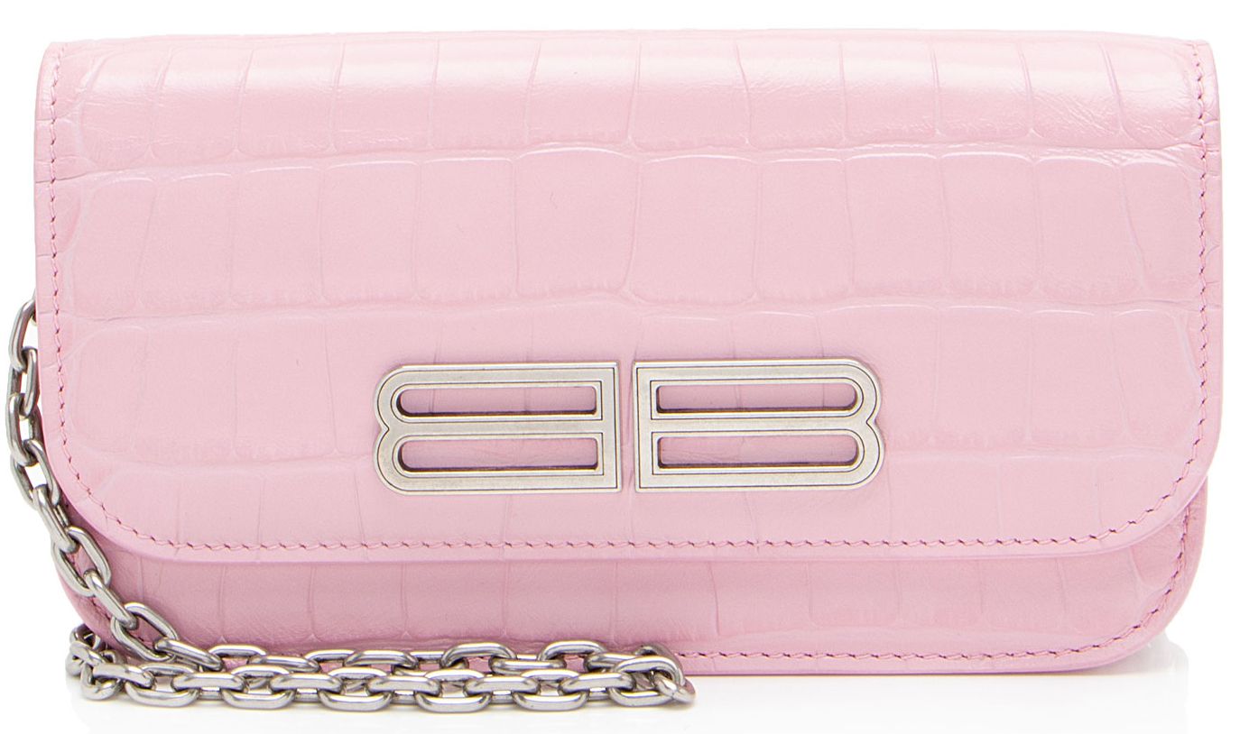 Certified Pre-Owned Balenciaga Croc Embossed Gossip Wallet on Chain ...