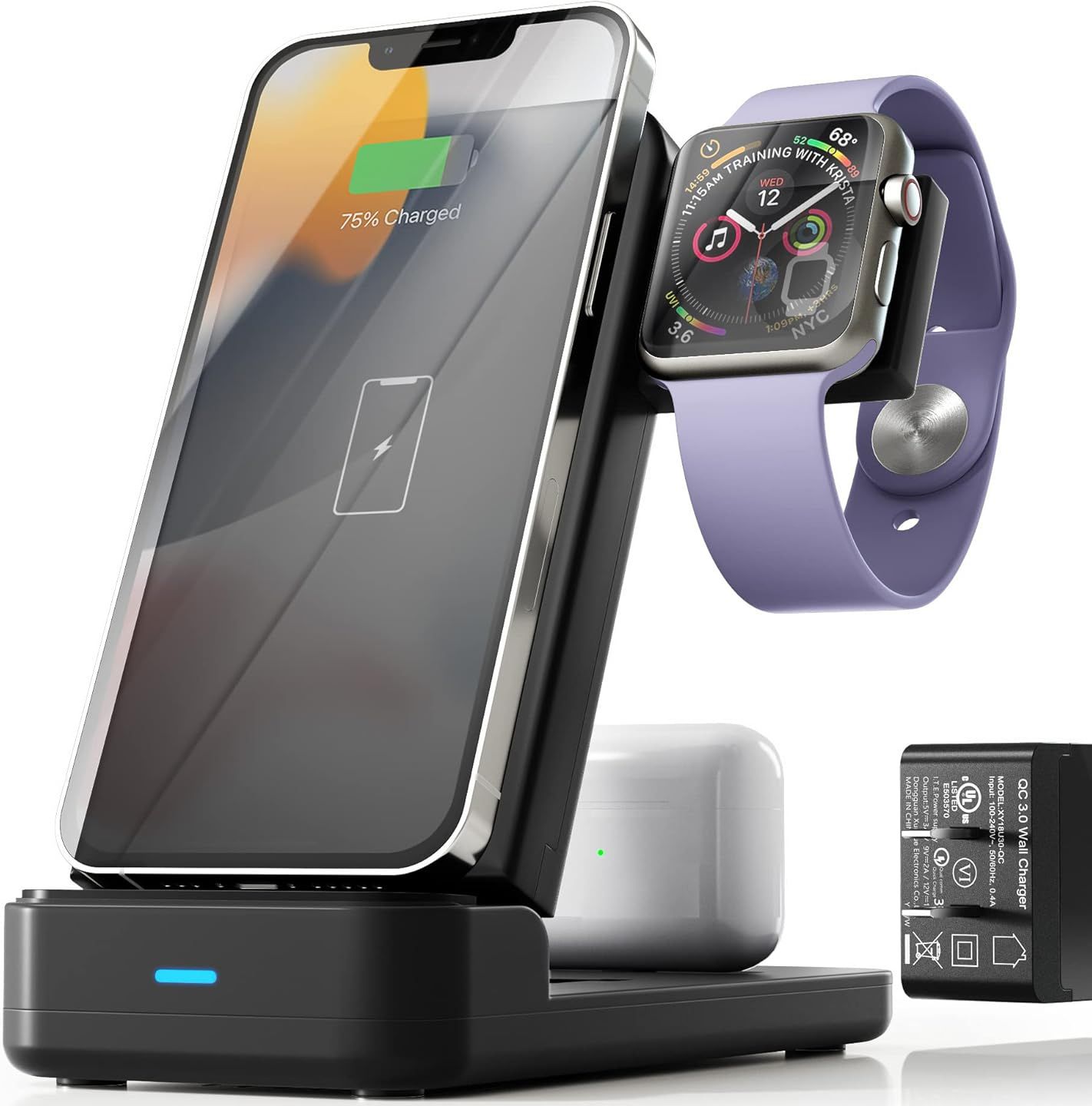 Refurbished Pexxus Portable 3 in 1 Wireless Charging Station for ...