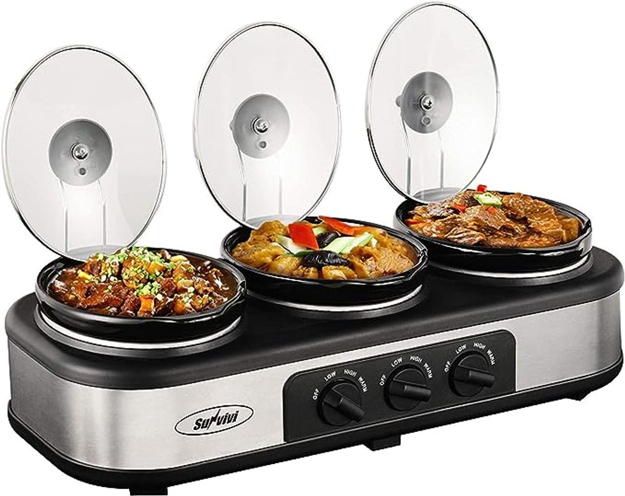 Refurbished Sunvivi Slow Cooker Triple Buffet Food Warmer | Reebelo US