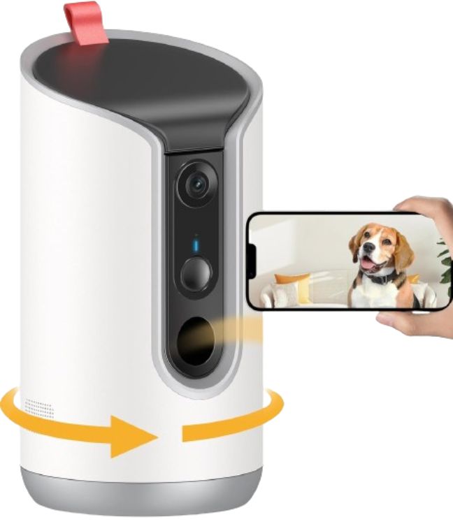 Refurbished Tkenpro 2K Pet Camera Treat Dispenser 360 View Dog Camera ...